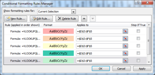 Conditional formatting for grades v targets - DIY Media Home